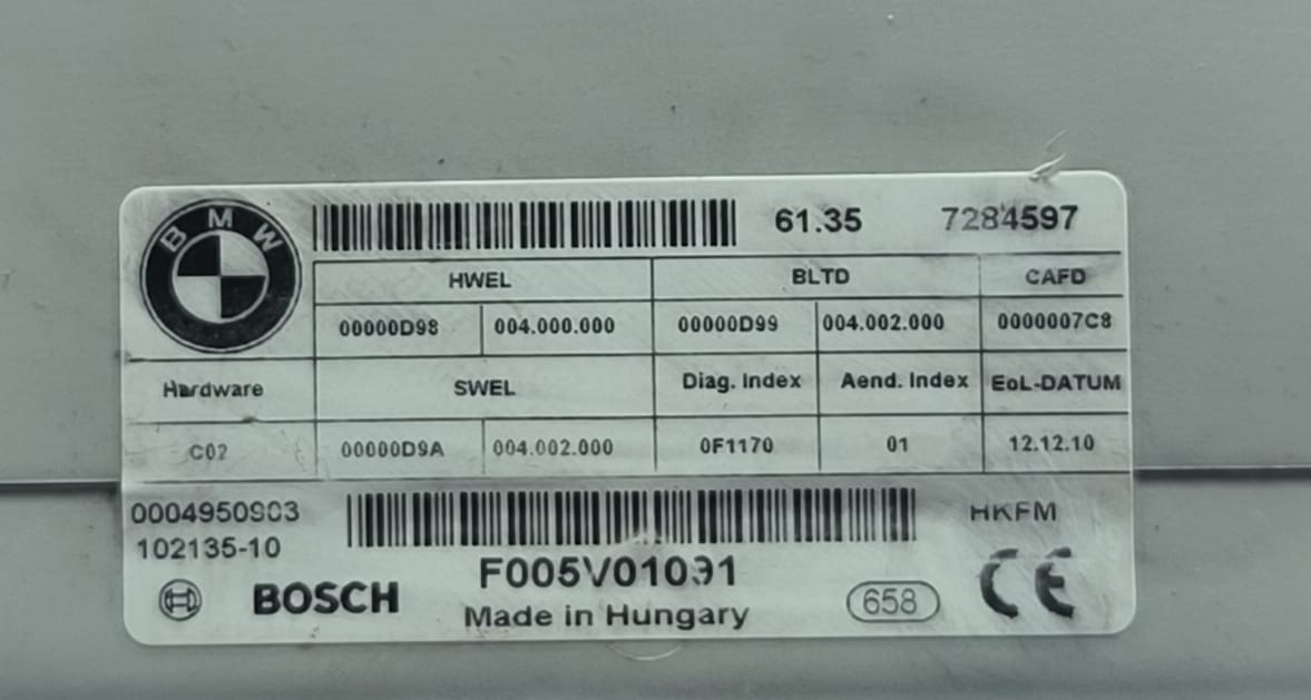 BMW 5 SERIES F10 F11 REAR TAILGATE CONTROL MODULE UNIT F005V01091 2010 ...